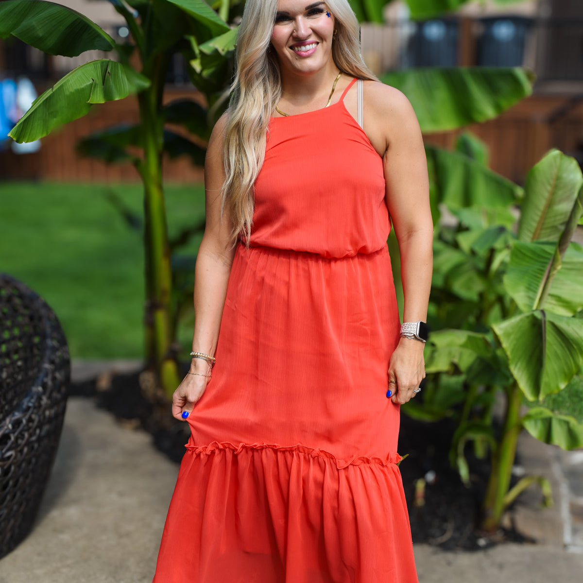 Common Grounds Tomato Red Maxi Dress – Dales Clothing Inc